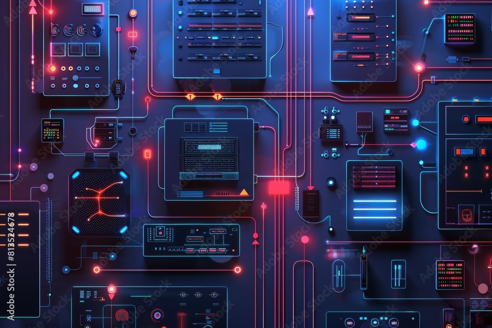 Flat representation of firewall system setup, top view, critical for ...