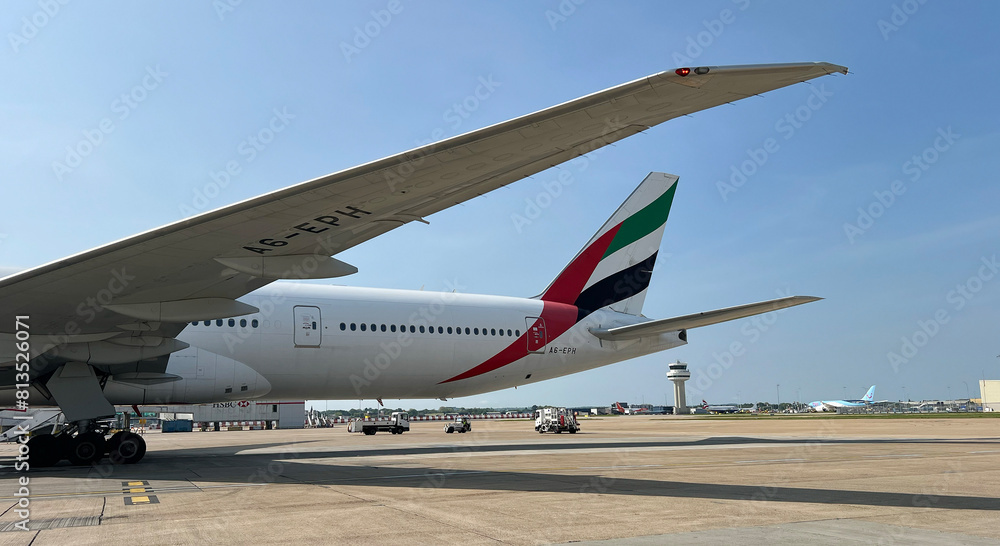 Emirates Airlines Boeing 777-300/ER Aircraft Tail Stock Photo | Adobe Stock