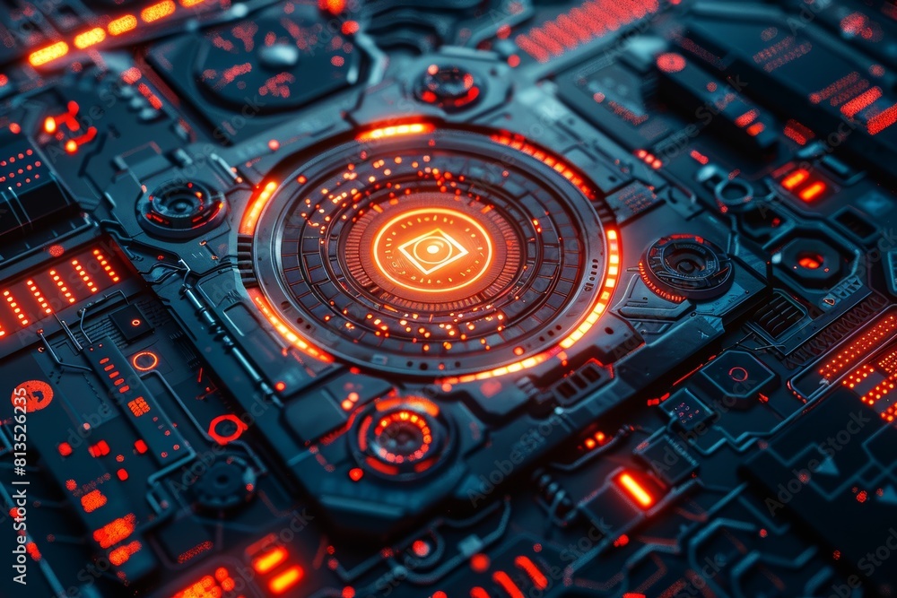 Intrusion detection systems on a flag, top view, banner for proactive ...