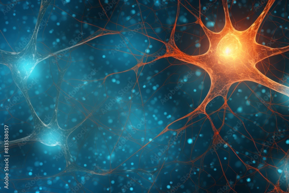 Neuron cell in a nervous system. Nerve cells in the brain. Neuron cell ...