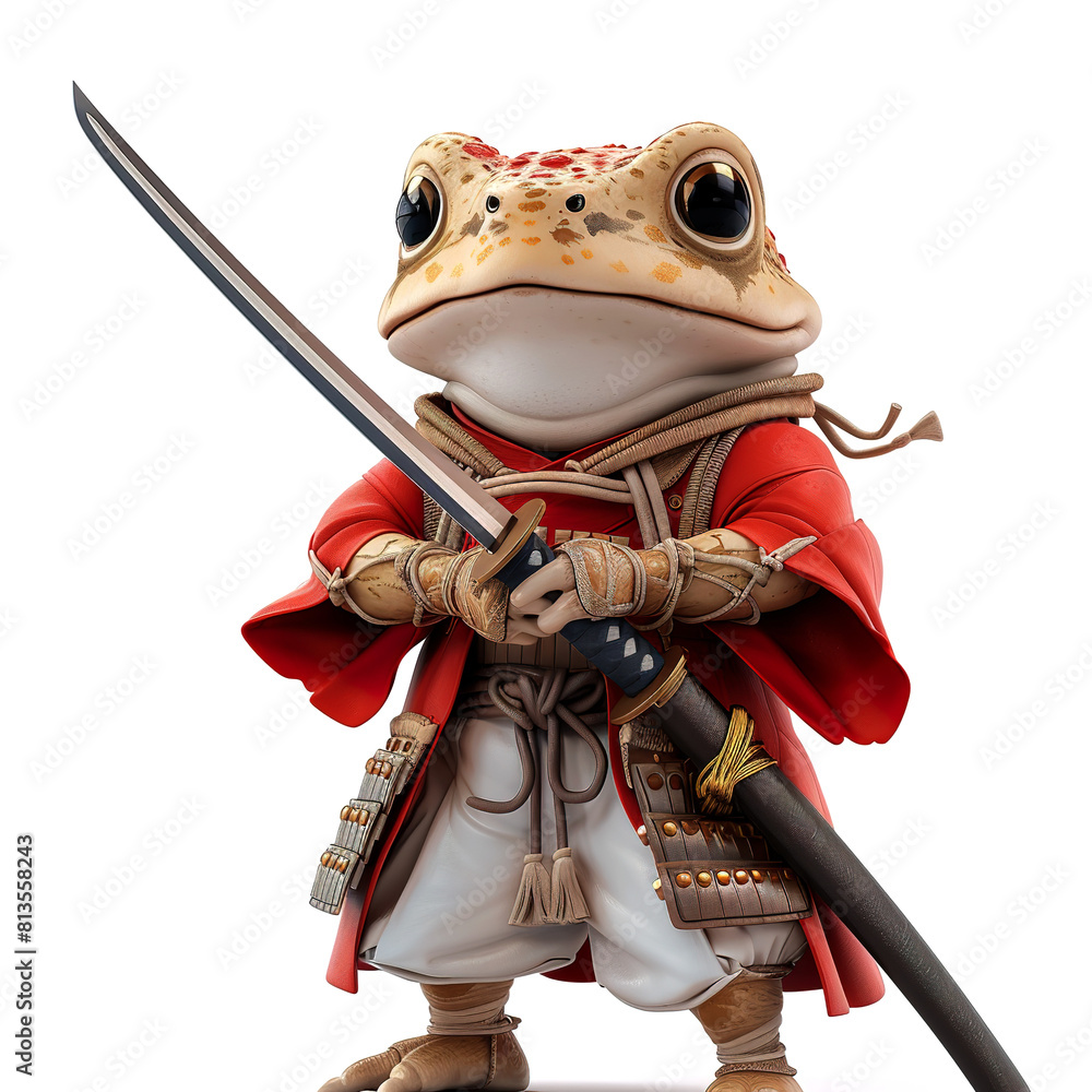 frog Samurai cartoon illustration with katana sword. frog Samurai ...