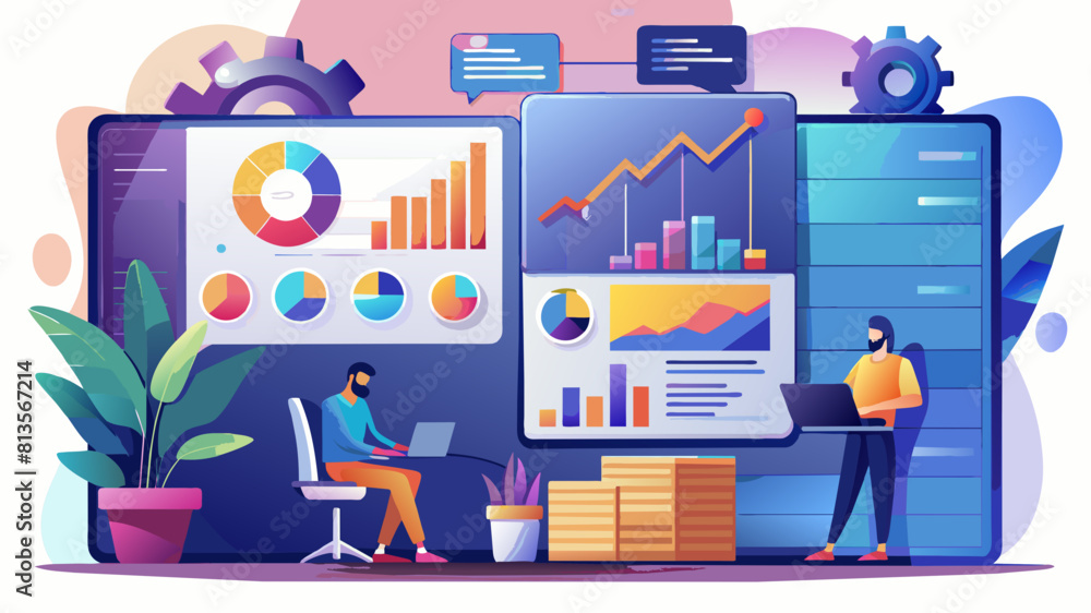 Modern infographic template with statistics finance charts ...