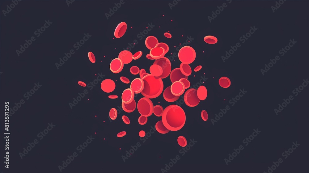 Authentic red blood cell circulation flat design top view bloodstream ...