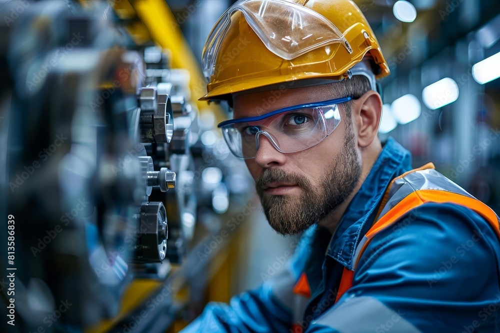 Editorial photography of an engineer at work in a factory setting ...