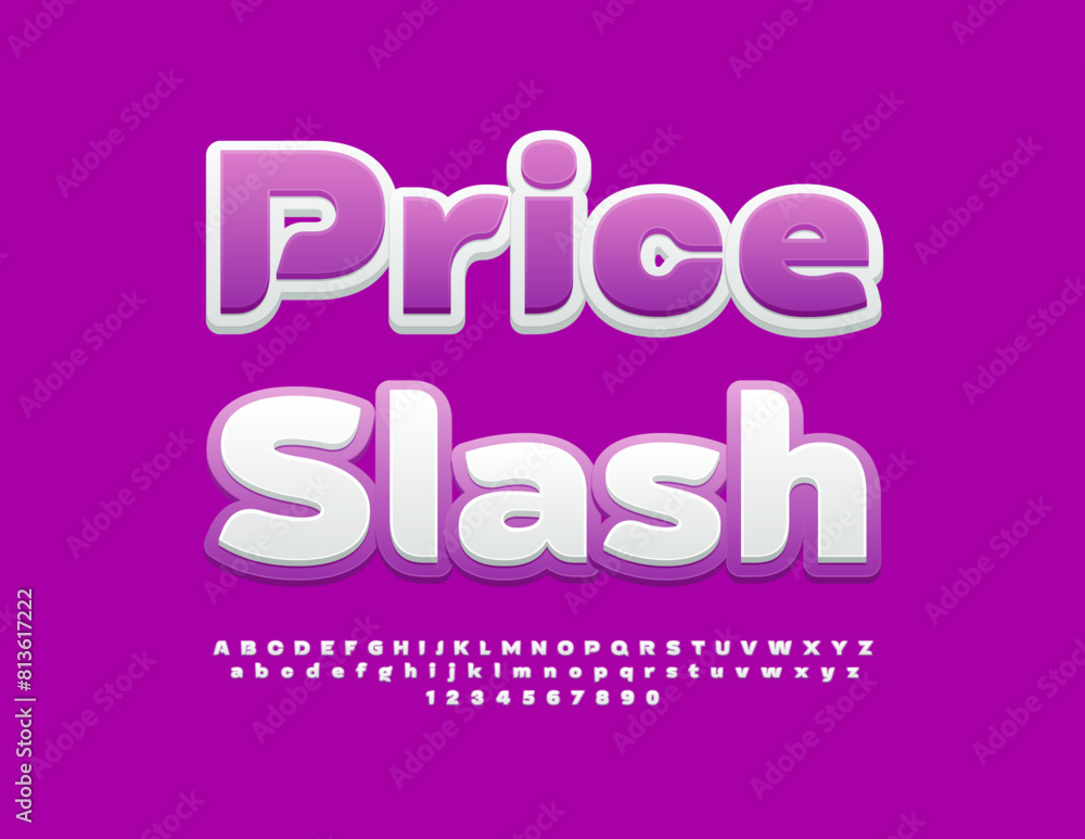 Vector bright flyer Price Slash. Bright white and Violet Font. Creative ...