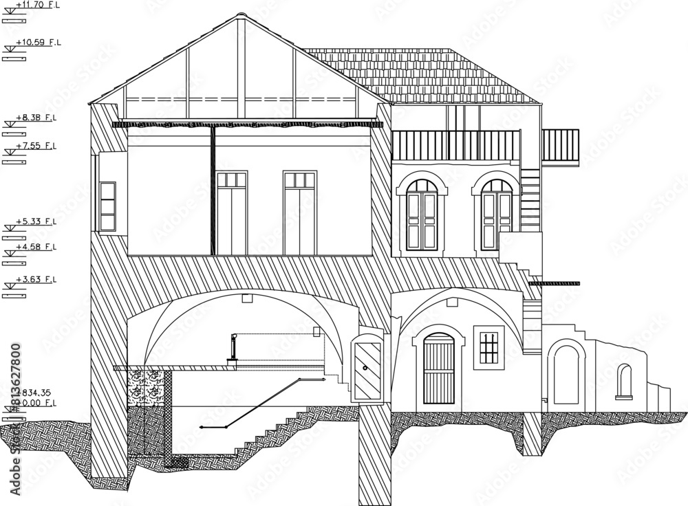 vector illustration sketch design architectural engineering drawing ...