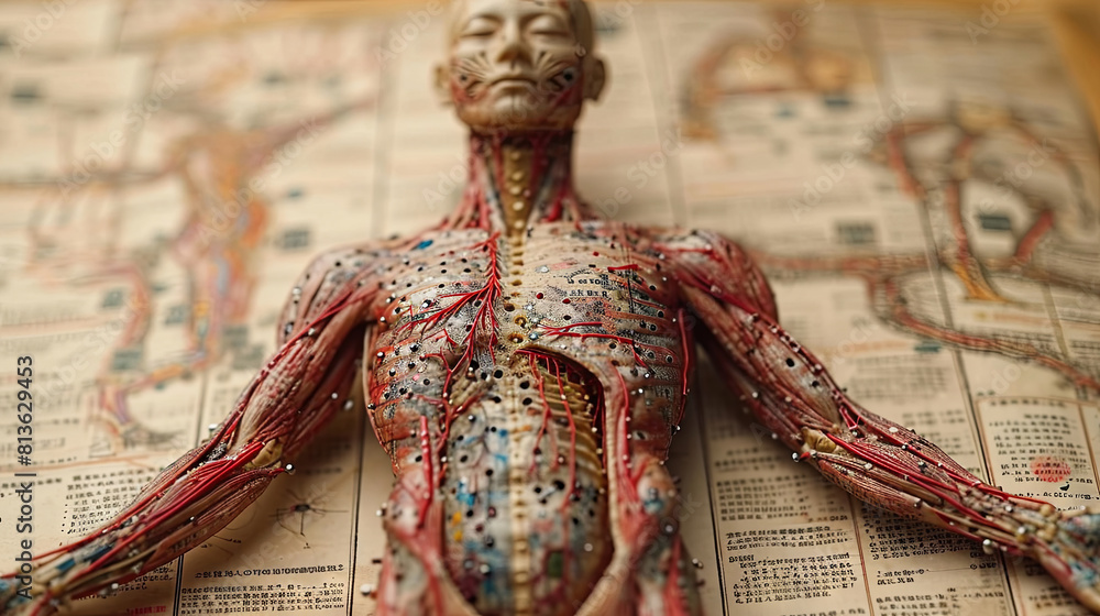 Detailed Model of Human Anatomy on Traditional Chinese Medicine Chart ...