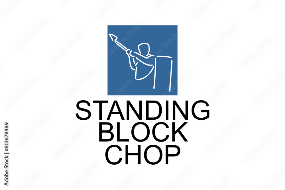 Standing block chop vector line icon. lumberjack sport. athlete ...
