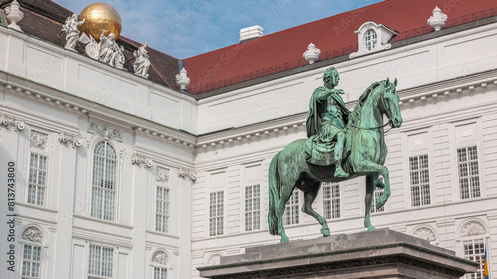 Equestrian statue of Holy Roman Emperor Joseph II riding a horse in ...