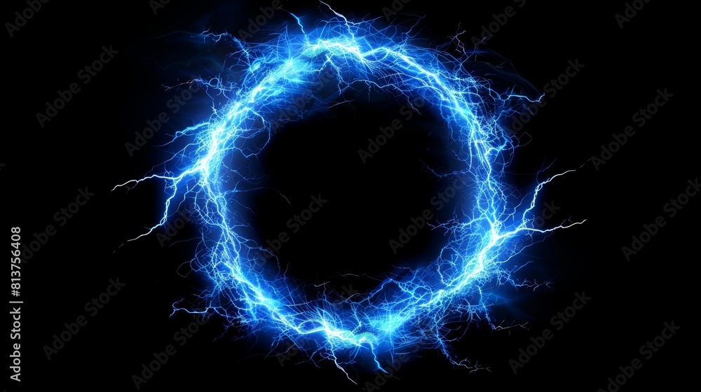 In this realistic 3D modern illustration, electric circles and ...