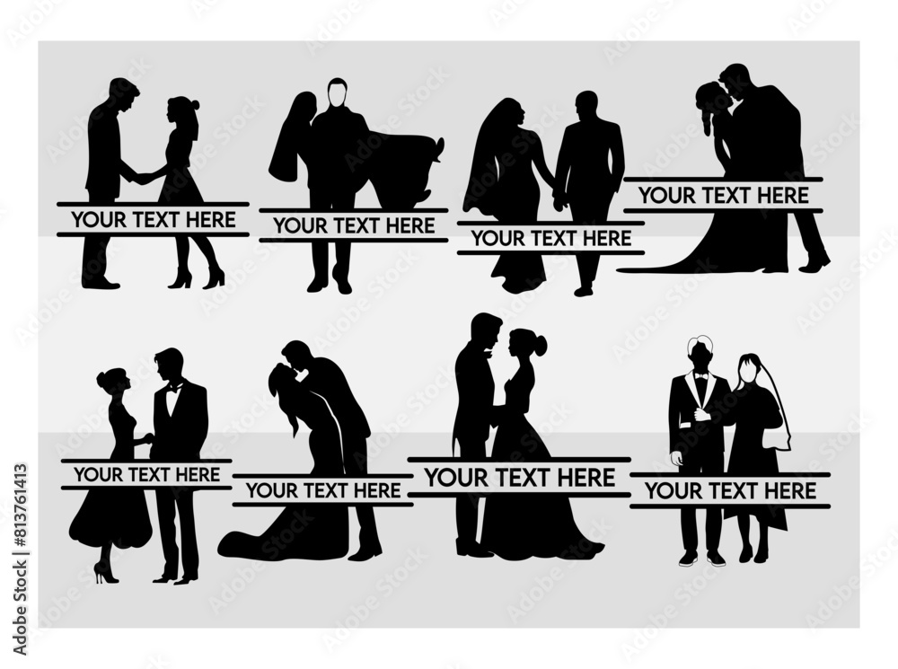 Vector de Stock Wedding Couple Svg | Wedding Couple Silhouette | Couple ...