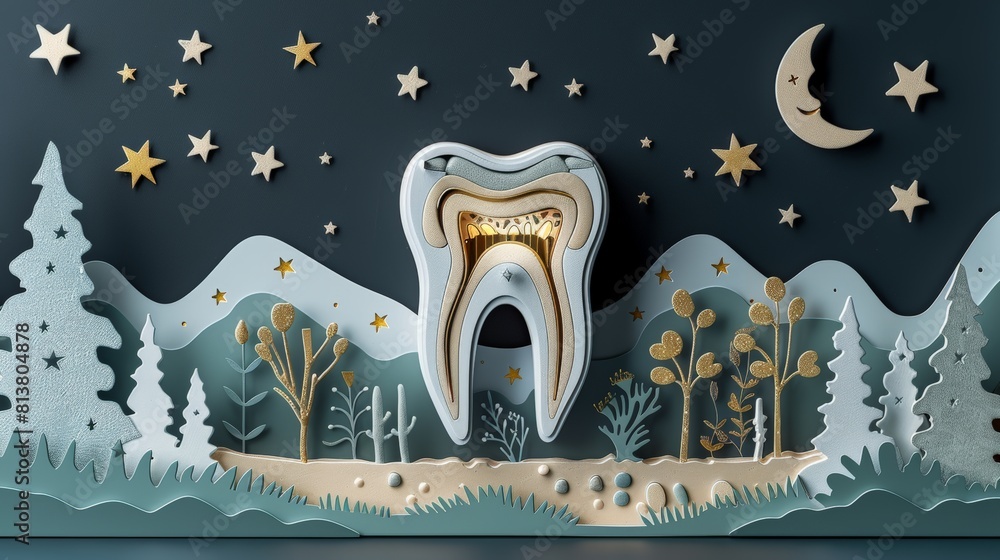A detailed illustration of a tooth cross-section, Artistic ...