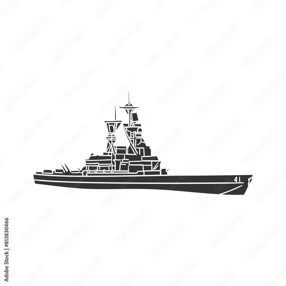Military Ship Icon Silhouette Illustration. War Vector Graphic ...