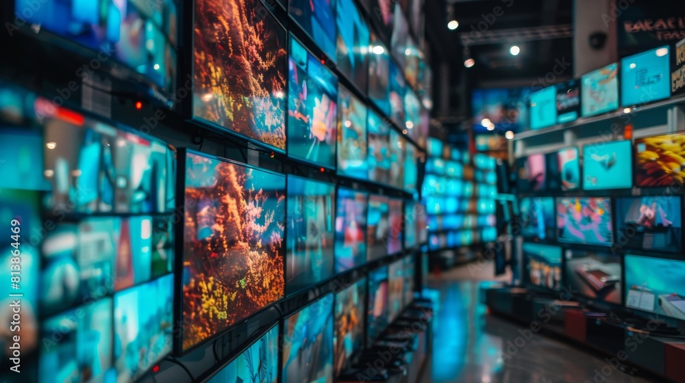 This is an image of a retail electronics store featuring an impressive ...