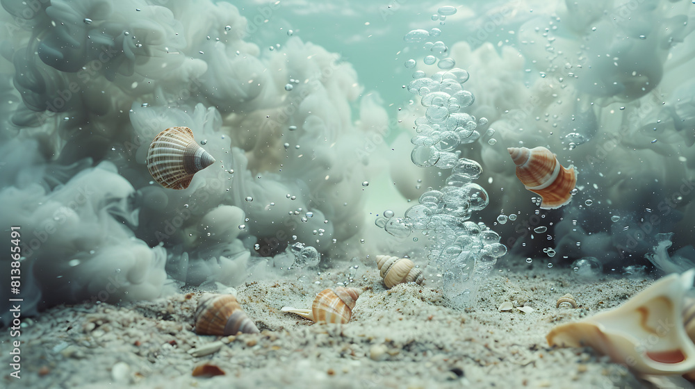 Coral bleaching by climate change. Dead and dying coral reef due to ...