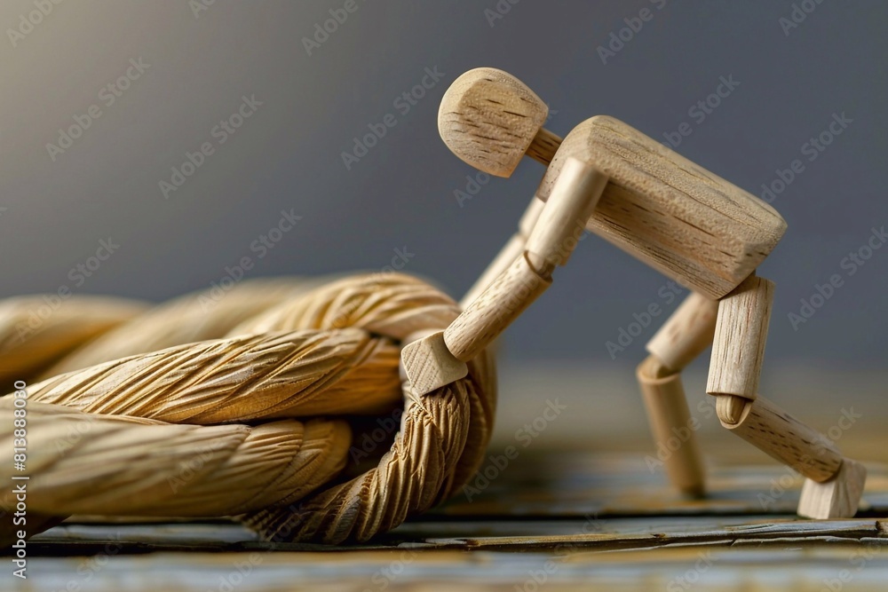 Misinformation and painful human condition, pictured as a wooden human ...