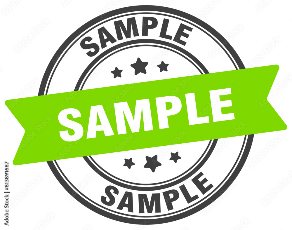 sample stamp. sample label on transparent background. round sign Stock ...