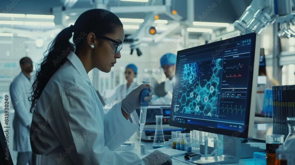 Biotech Laboratory with Diverse Multi-Ethnic Teams Working on Drug ...