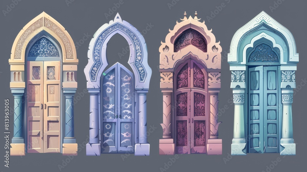 Isolated Arabic window frames on transparent background. Illustration ...