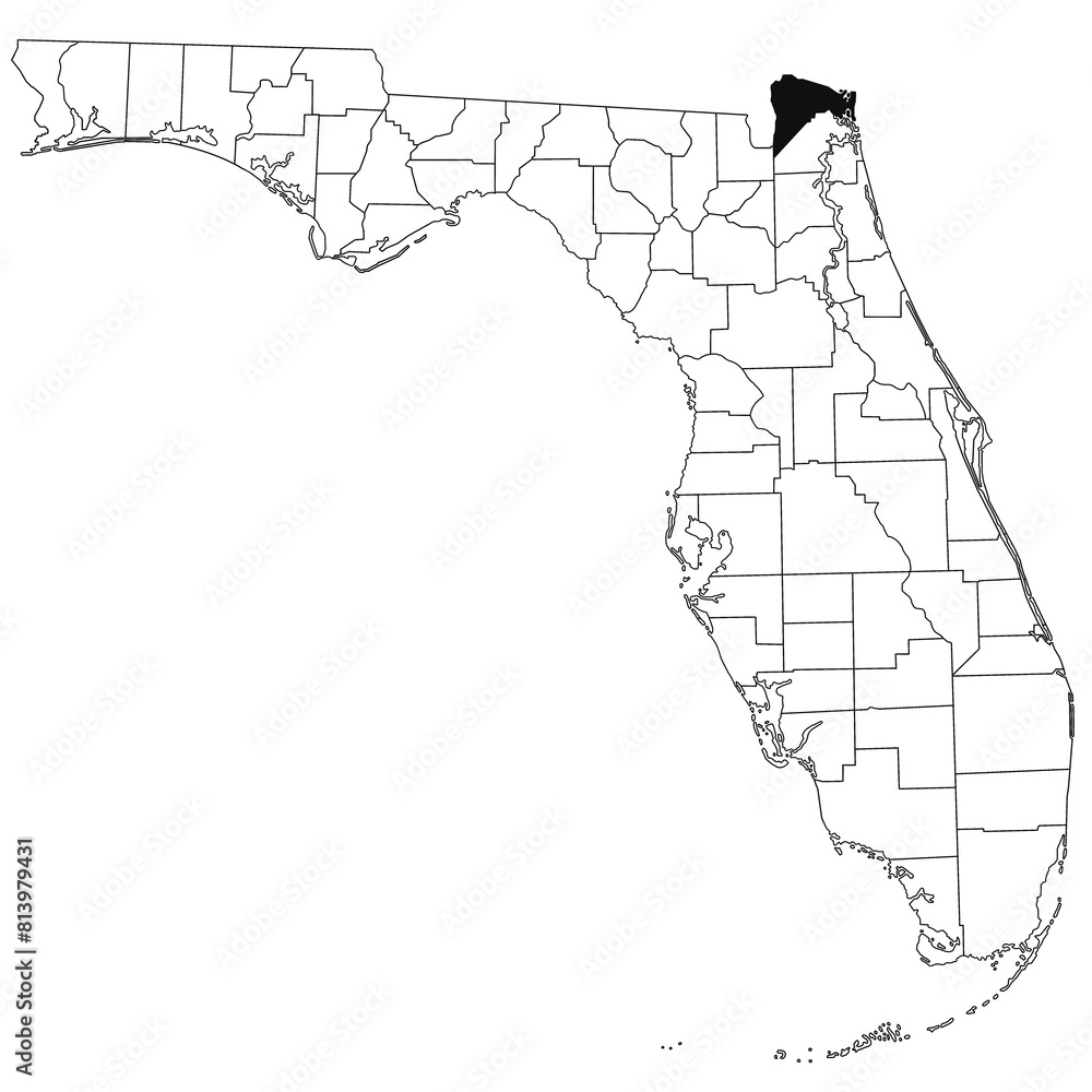 Map of Nassau County in Florida state on white background. single ...