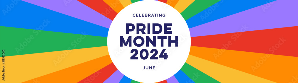 Pride Banner Design Vector with LGBTQ Pride Flag Colored Background ...