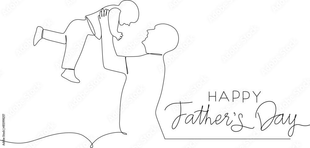 Fathers day line art style vector illustration, father and son line art ...