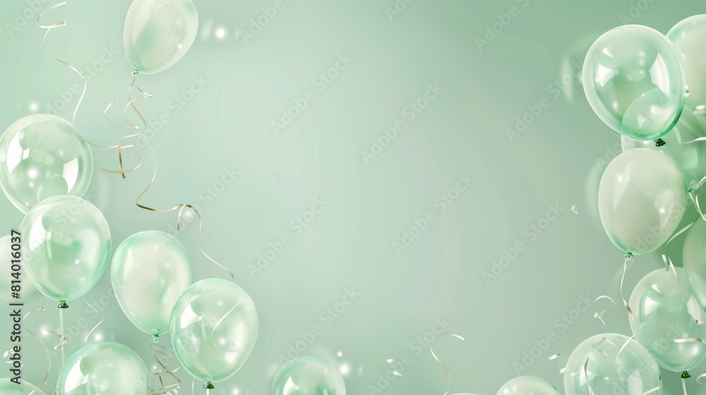 sage green pastel color balloons with white confetti, on sage green ...
