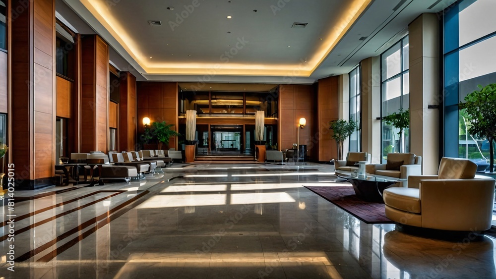 hotel lobby that celebrates artistic minimalism with curated art pieces ...