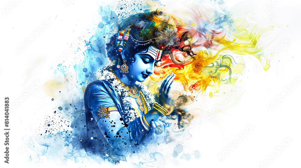 Beautiful digital painting of lord Krishna, the eternal protector, on a ...