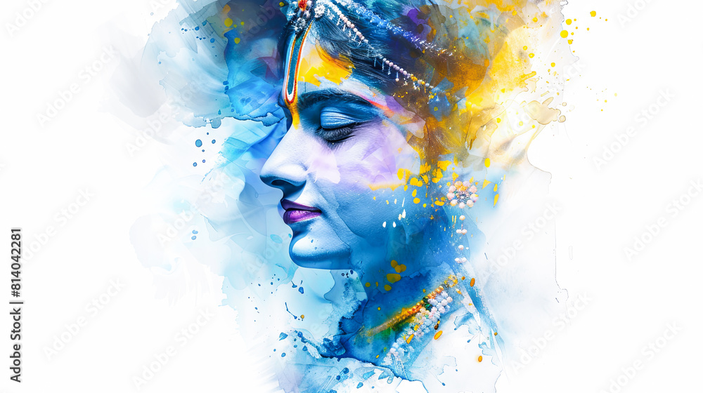 Beautiful digital painting of lord Krishna with blue complexion ...