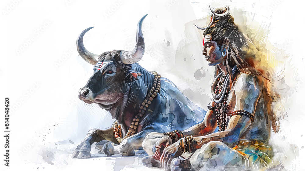 Beautiful digital painting of lord Shiva with Nandi the bull, perfect ...
