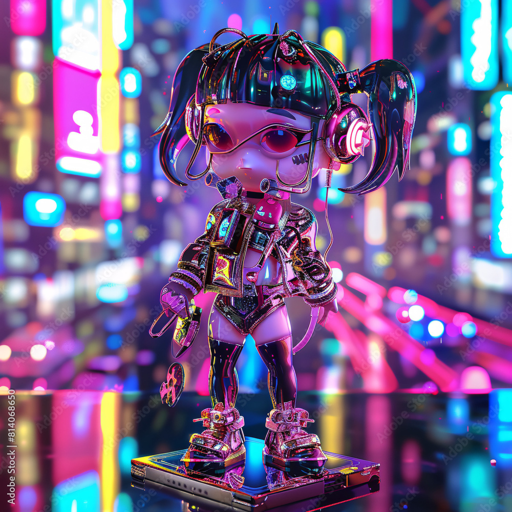 Cyber character design in Tokyo. Glossy effects, cyberpunk city. Neon ...