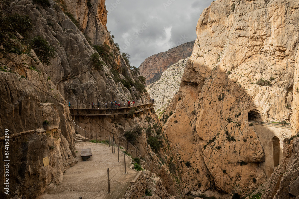 hiking trail caminito del rey, kings walkway, in Malaga Spain. narrow ...