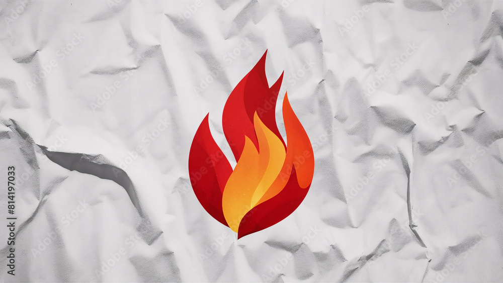 Fire icon vector logo design, white background illustration, paper ...