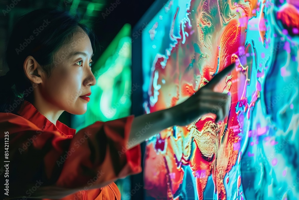 An environmental scientist using AI to visualize climate change data ...