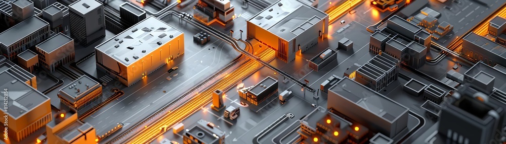 A 3D model of a streamlined logistics network, showing optimized routes ...