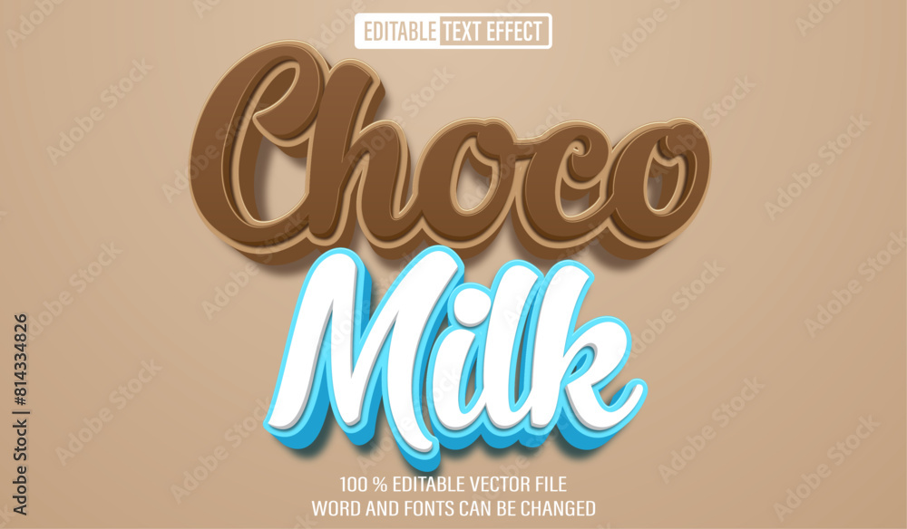Editable 3d text style effect - Choco Milk text effect Template Stock ...