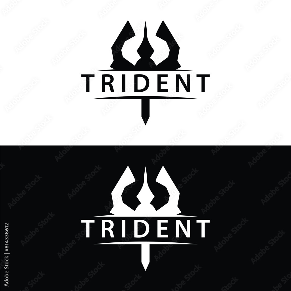 Trident logo design spear weapon vector sea king poseidon neptune ...