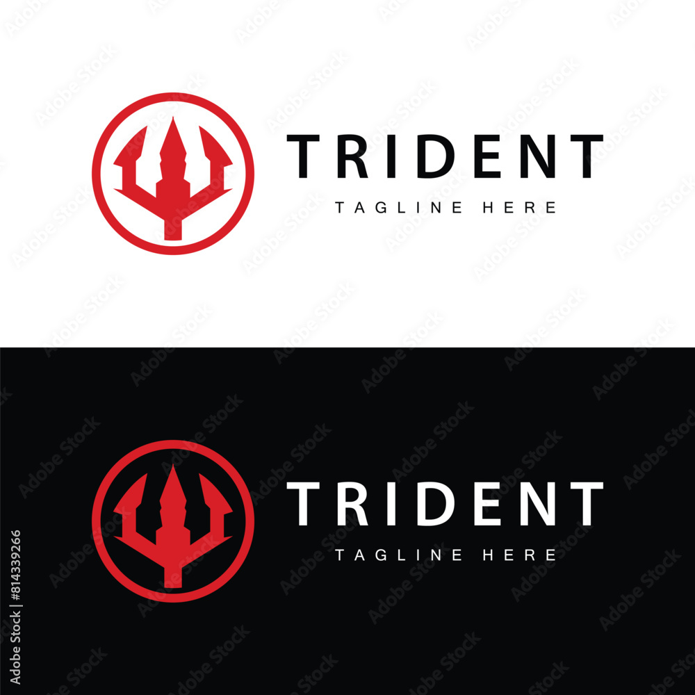 Trident logo design spear weapon vector sea king poseidon neptune ...