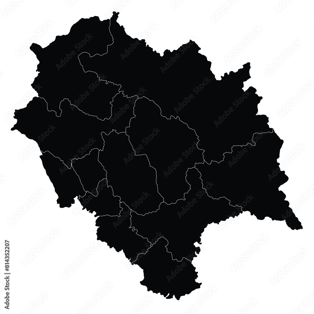 Detailed Silhouette black vector Illustration of Himachal Pradesh ...