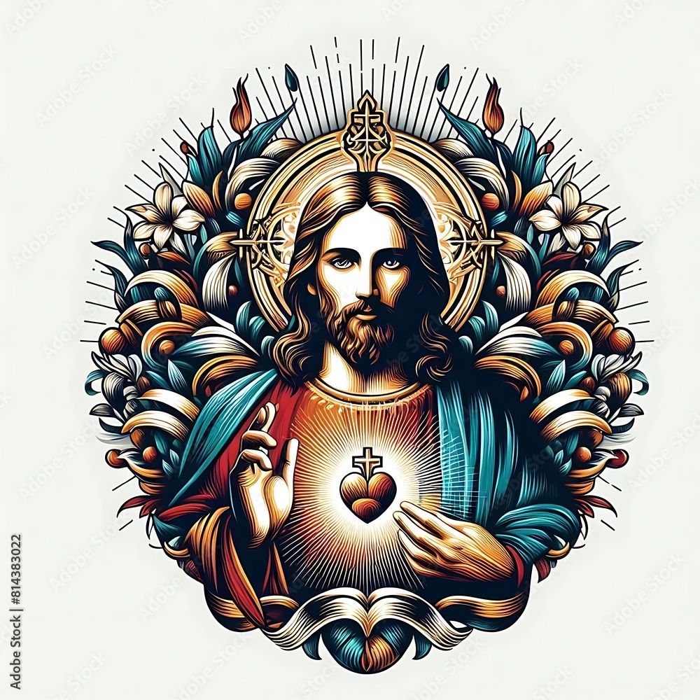 A drawing of a jesus christ holding a heart image attractive has ...