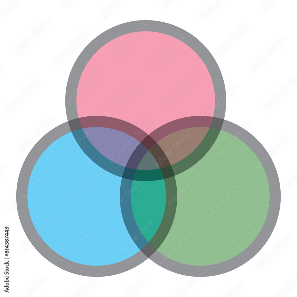 Vector de Stock Discrete maths glyph color icon. Overlapping circles. Intersection. Venn diagram ...