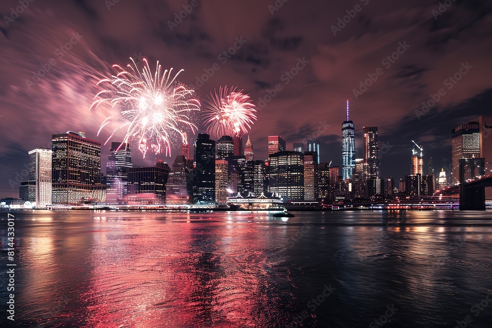 Fourth of July fireworks in downtown Cincinnati, Ohio. Stock Photo ...