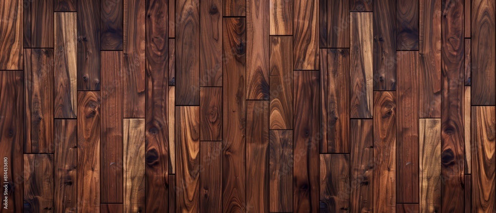 Aerial perspective of rich, walnut wood planks, seamlessly tiled for ...