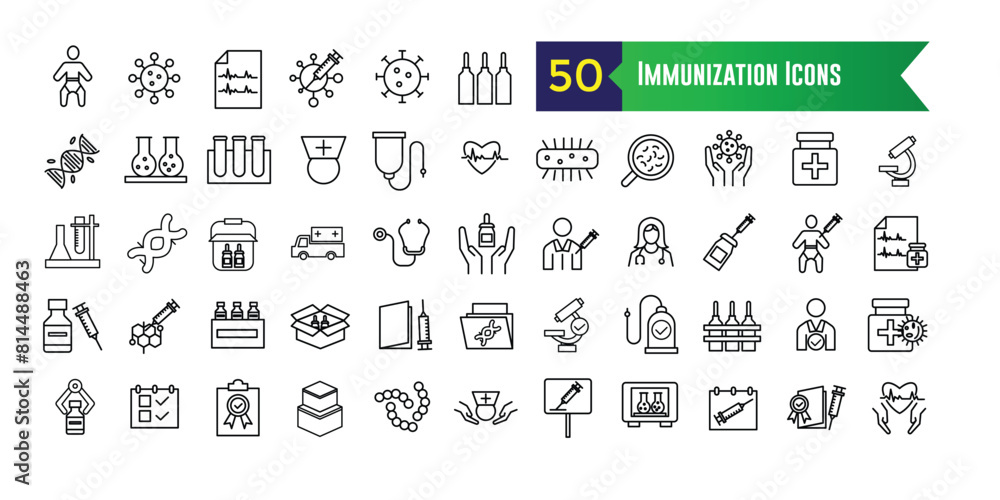 Immunization icons set. Outline set of immunization vector icons for ui ...