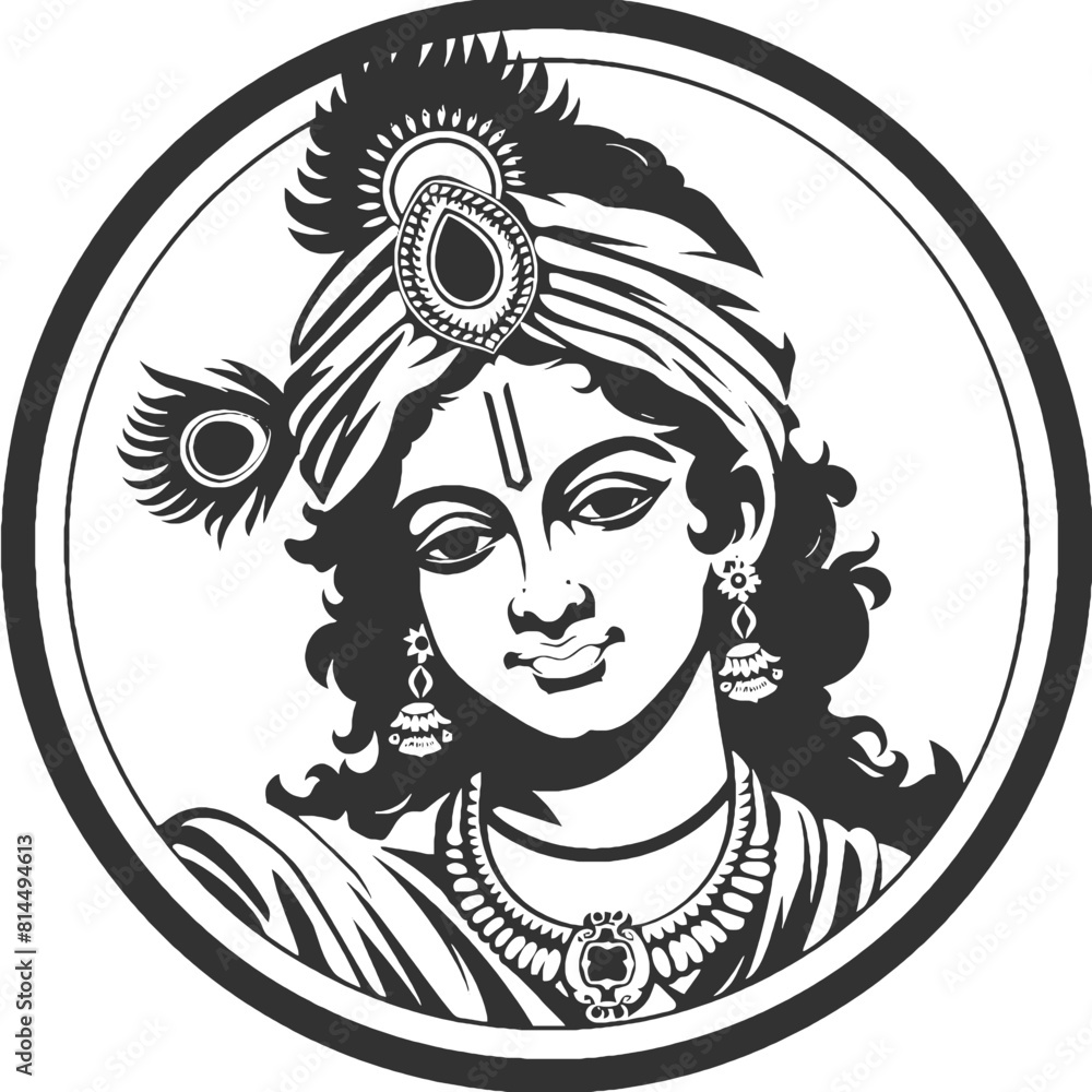 Vector drawing of hare krishna figure Stock Vector | Adobe Stock
