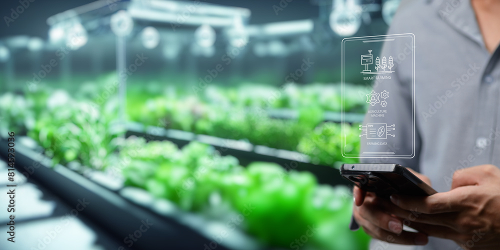 Smart Farm UI hologram system control, maintenance, displaying growth ...
