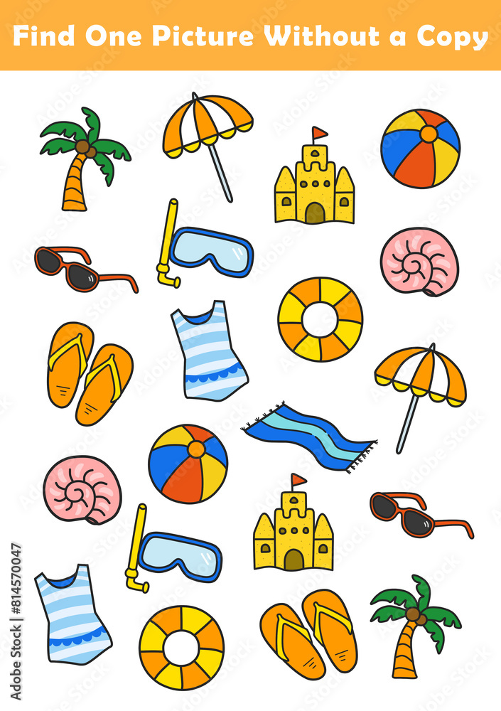Find One Picture Without a Copy for Preschool Children. Find same ...