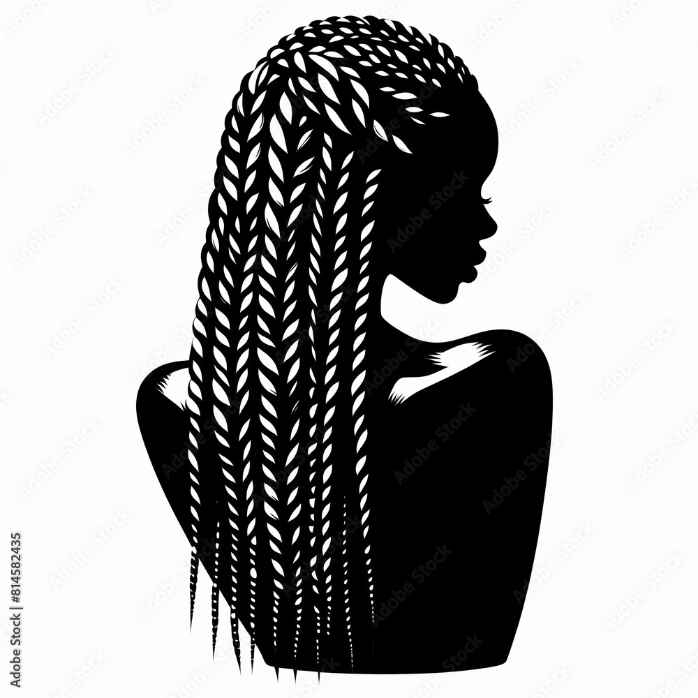 Silhouette African braids Stock Illustration | Adobe Stock