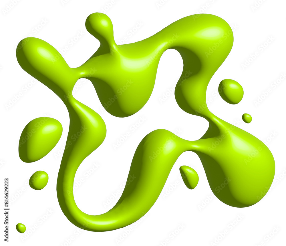 Y2k abstract liquid shapes. Green Neon Inflated object. 3D Inflatable ...